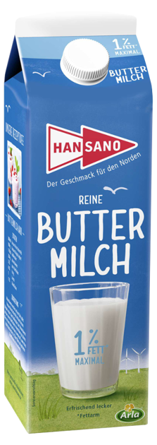 Hansano® Frische Reine Buttermilch 1% 1L | Arla Foods